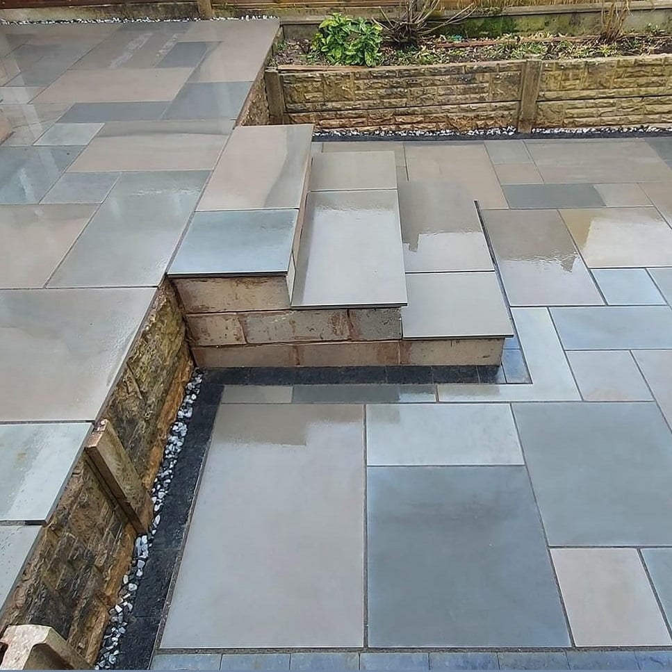 Kandla Grey Natural Porcelain Bullnose Steps | 900x450 20MM