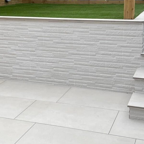 Tikal White Porcelain Wall Cladding Panels | 517x163 | Buy Garden Paving